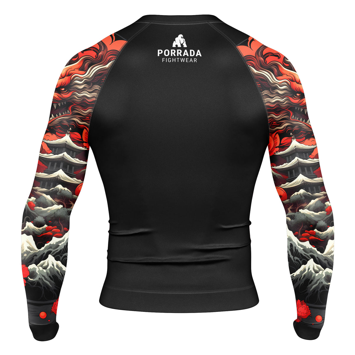 Red Kaido Dragon Rash Guard - MMA, BJJ, Grappling – PORRADA FIGHTWEAR