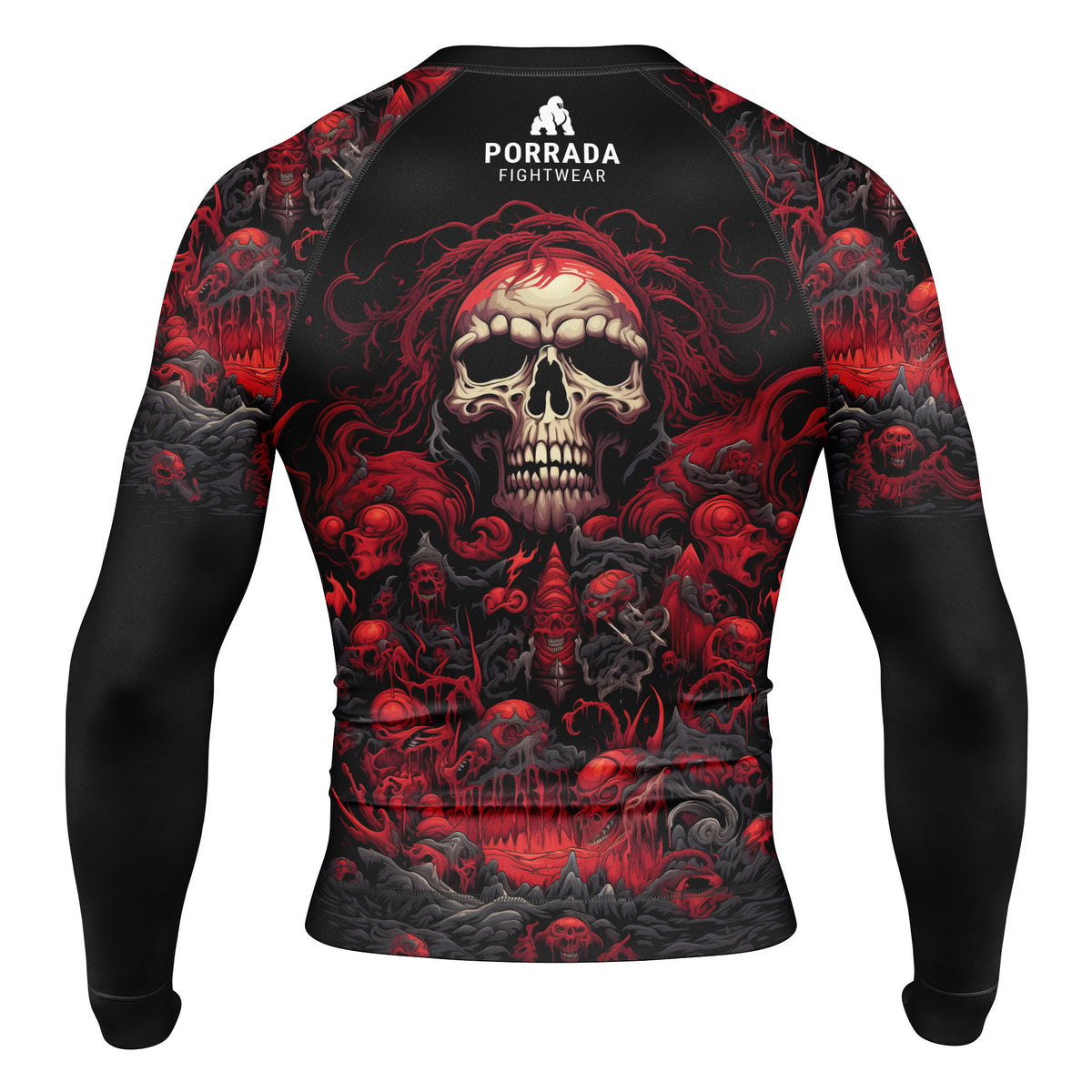 Red Skull Shinigami Rash Guard - MMA, BJJ, Grappling – PORRADA FIGHTWEAR