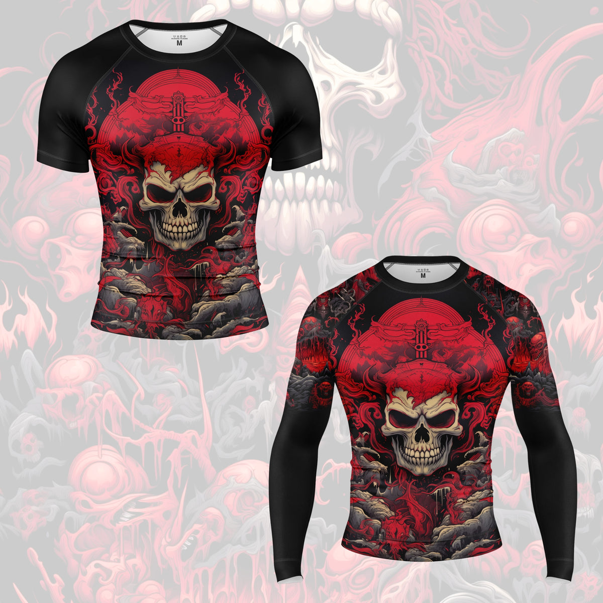 Red Skull Shinigami Rash Guard - MMA, BJJ, Grappling – PORRADA FIGHTWEAR