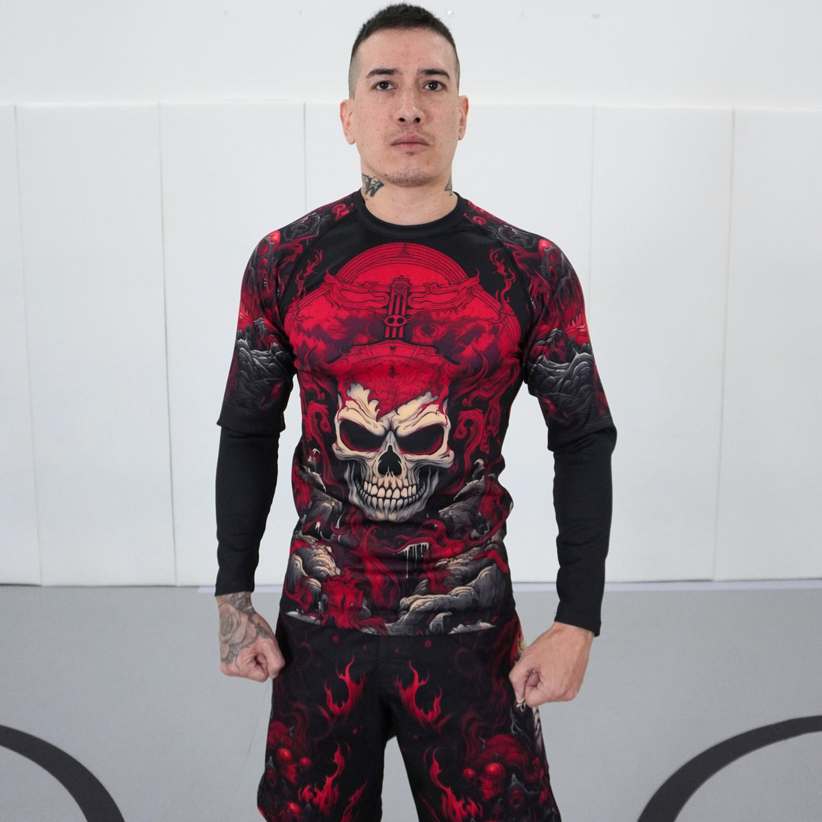 Red Skull Shinigami Rash Guard - MMA, BJJ, Grappling – PORRADA FIGHTWEAR